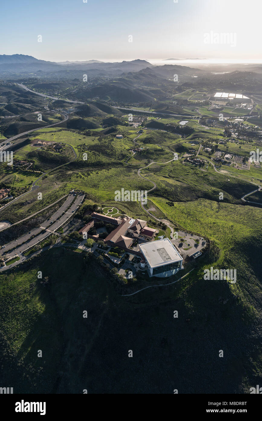 Simi Valley, California, USA - March 26, 2018: Vertical aerial view of ...