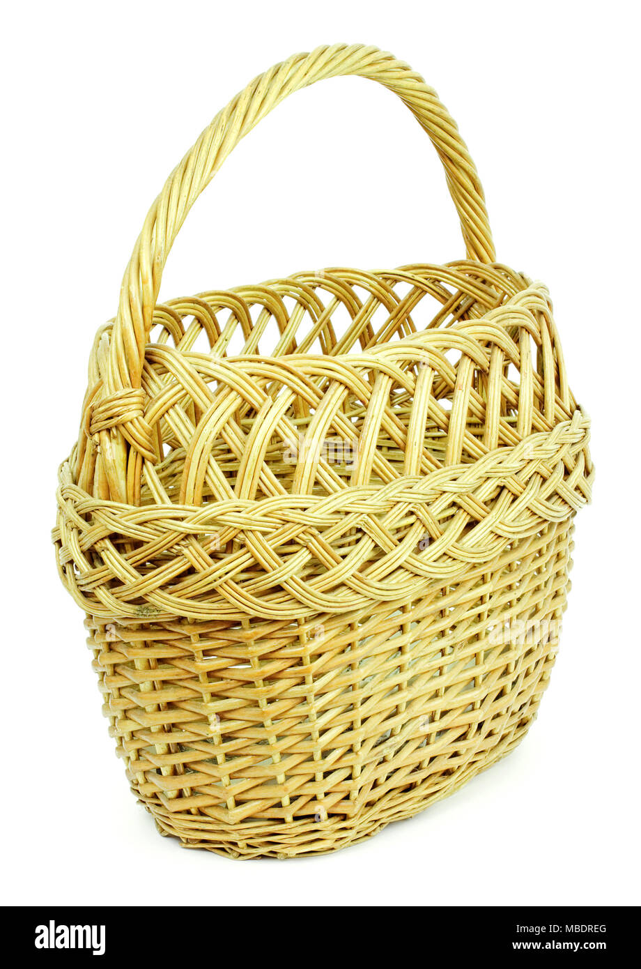 Basket in wattled from willow rods in white background Stock Photo - Alamy