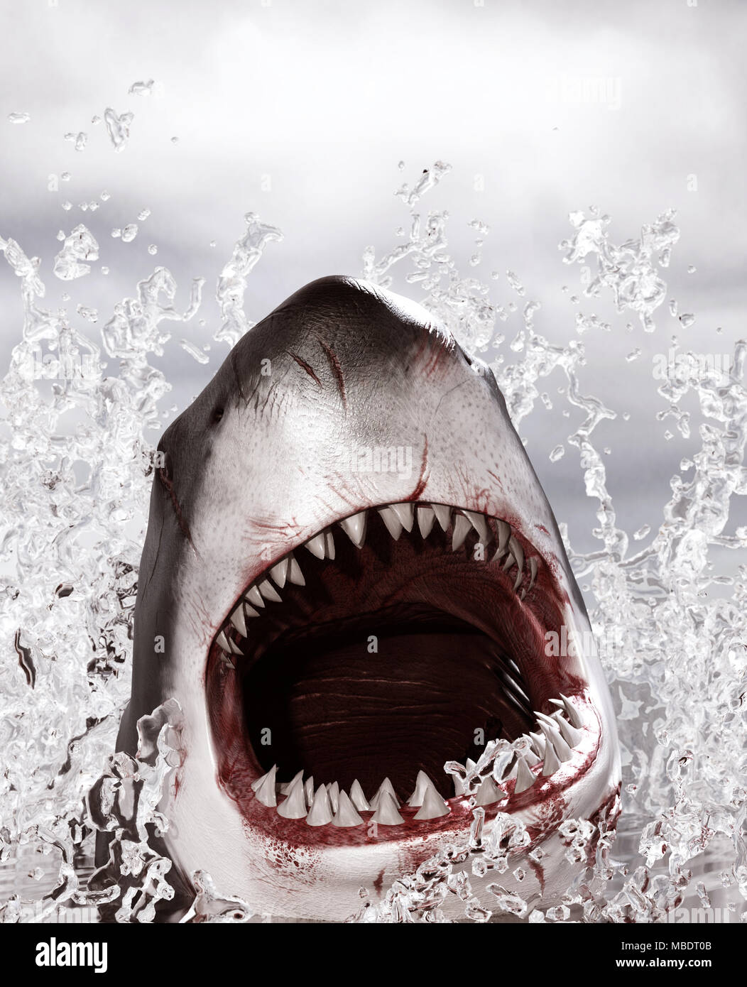 Horror shark attack,3d illustration Stock Photo - Alamy