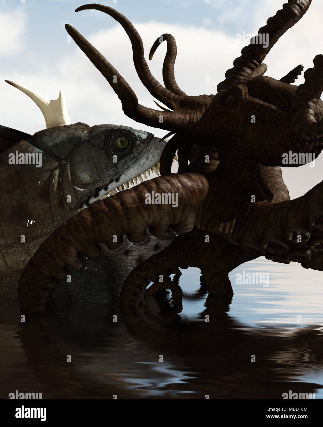 Giant fish vs Octopus Stock Photo - Alamy