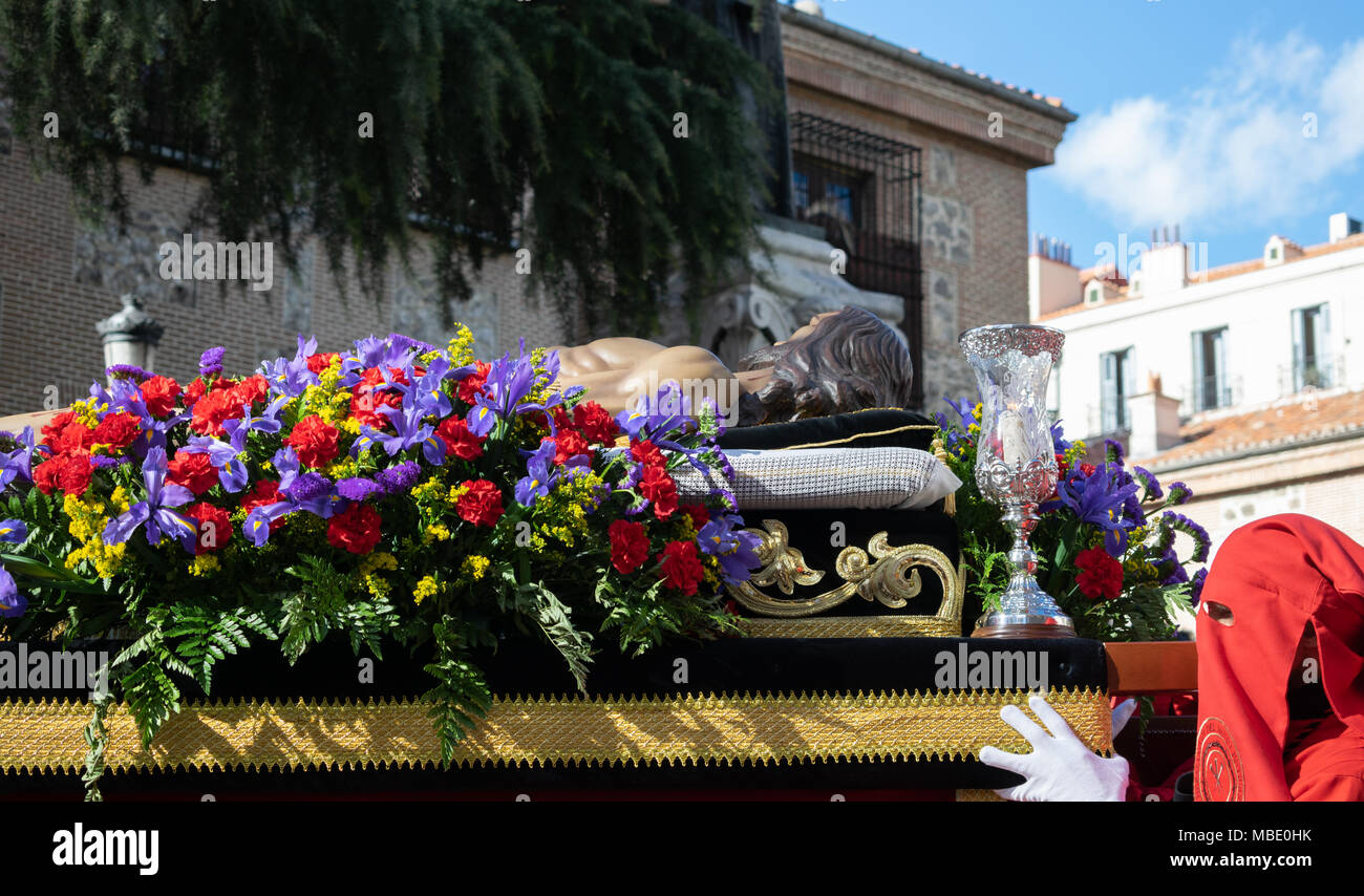 Statue of Jesus carried by penitents in an Easter parade on Holy ...