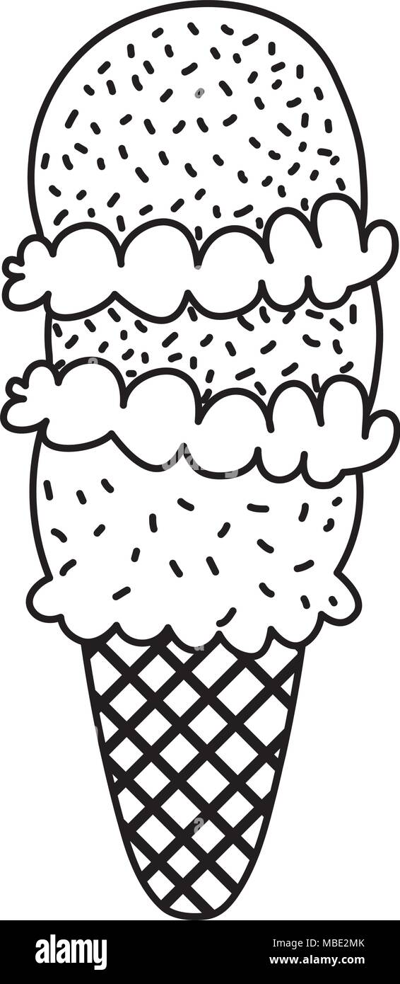line sweet ice cream in the cornet dessert Stock Vector Image & Art - Alamy