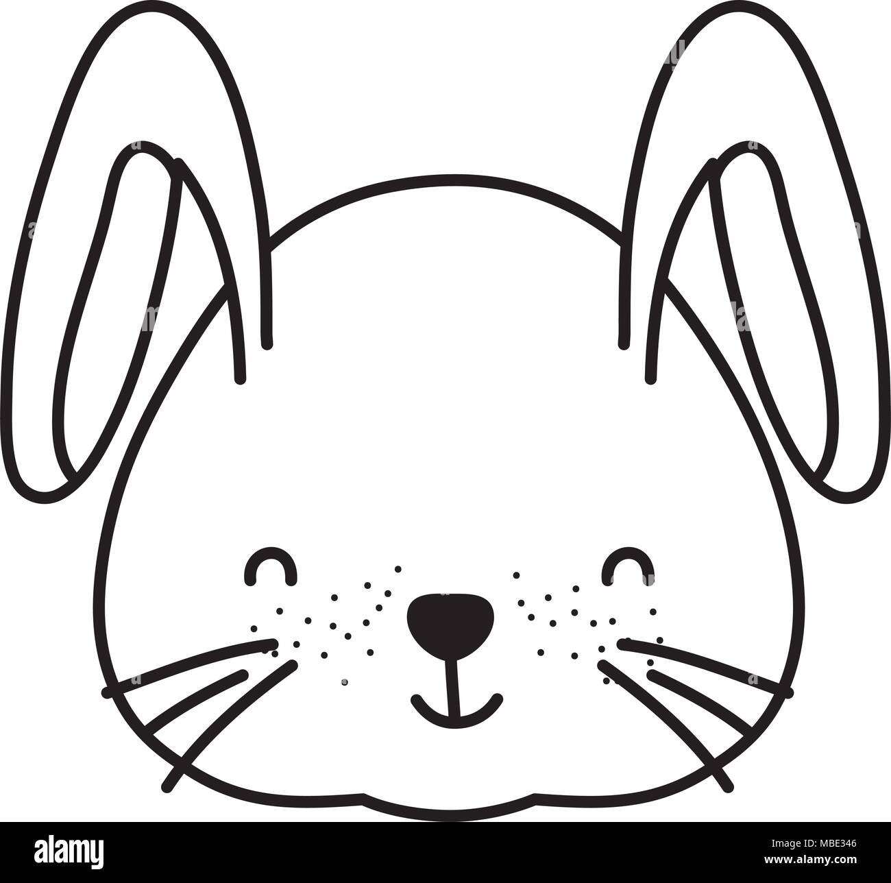 line cute rabbit head wild animal Stock Vector Image & Art - Alamy
