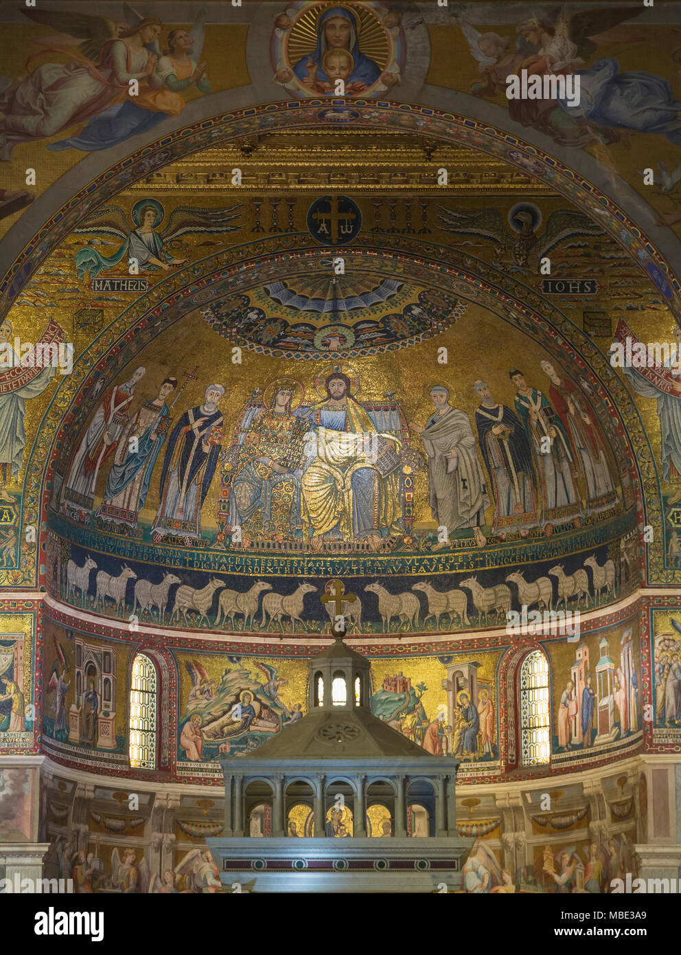 Rome, Italy. Basilica di Santa Maria in Trastevere. Mosaics in the apse. The main mosaic of ...