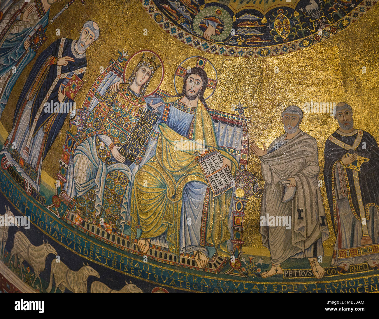 Rome, Italy. Basilica di Santa Maria in Trastevere. Mosaics in the apse. This, the main mosaic ...