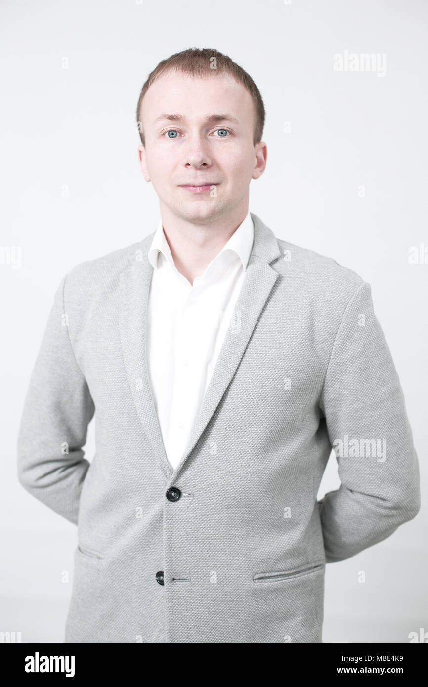 Portrait of smiling man on white background Stock Photo - Alamy