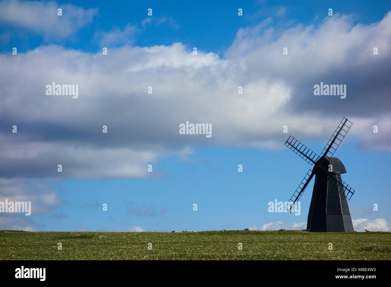 Black wooden Windmill atop the hill west of Rottingdean, Brighton, UK ...