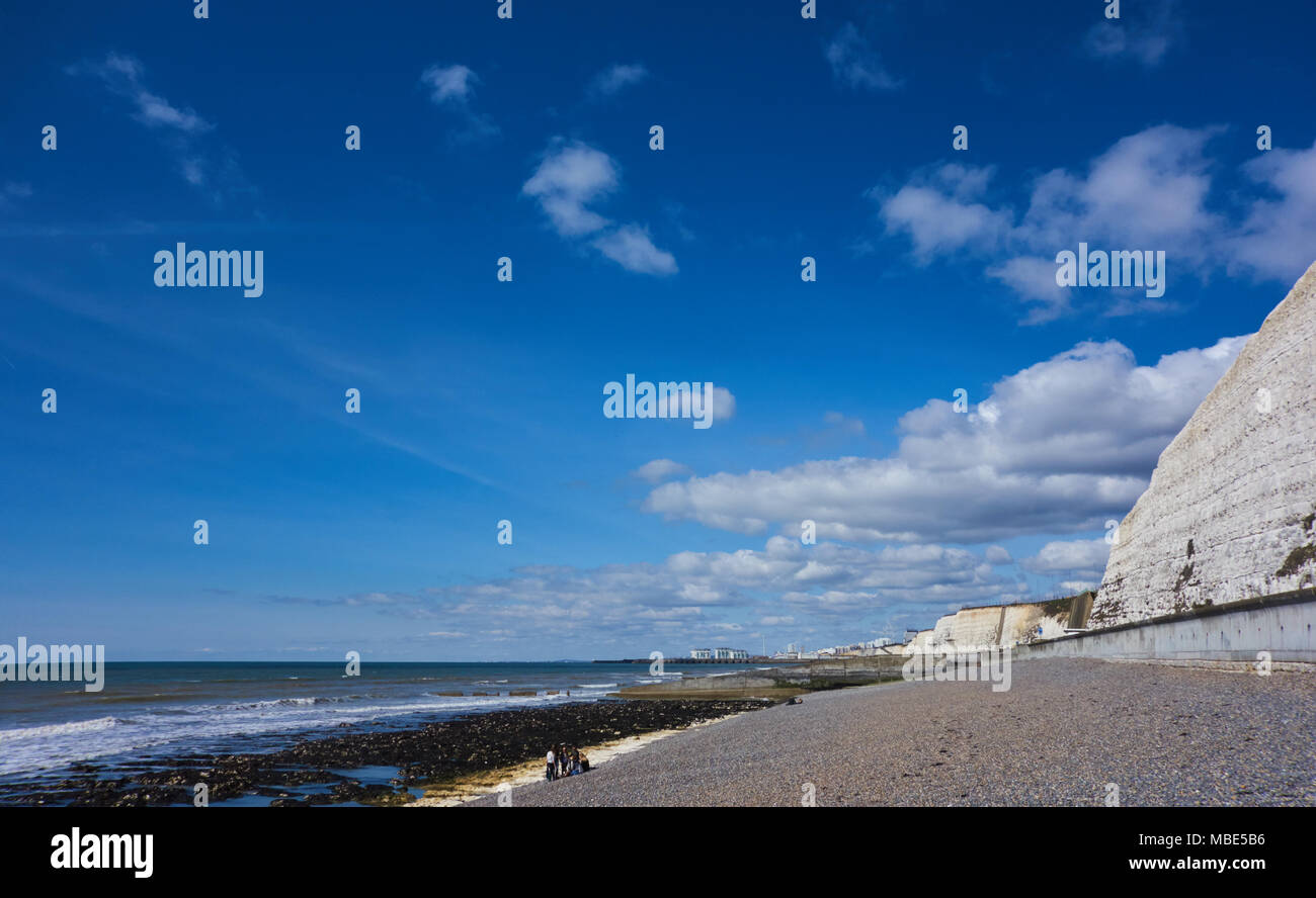 View of the white cliffs along Brighton breach, UK Stock Photo - Alamy
