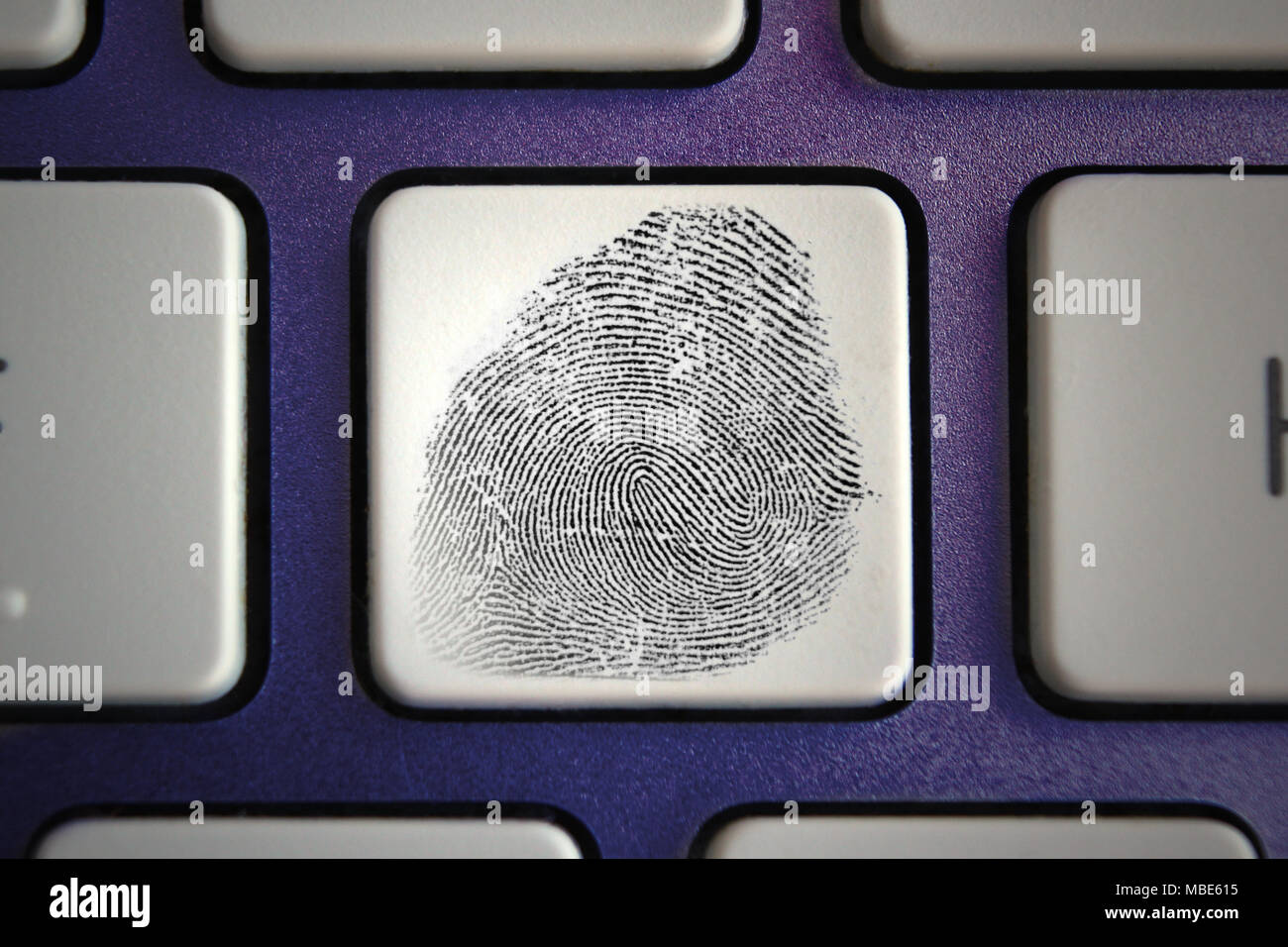 Image of fingerprint icon on computer keyboard button Stock Photo - Alamy