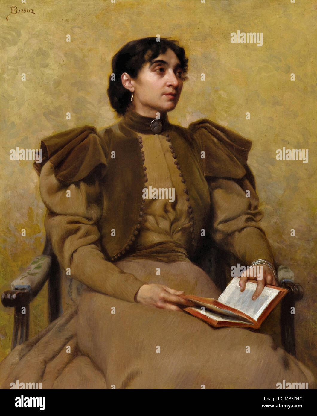 Bassot Ferdinand - Portrait of a Lady Reading Stock Photo - Alamy