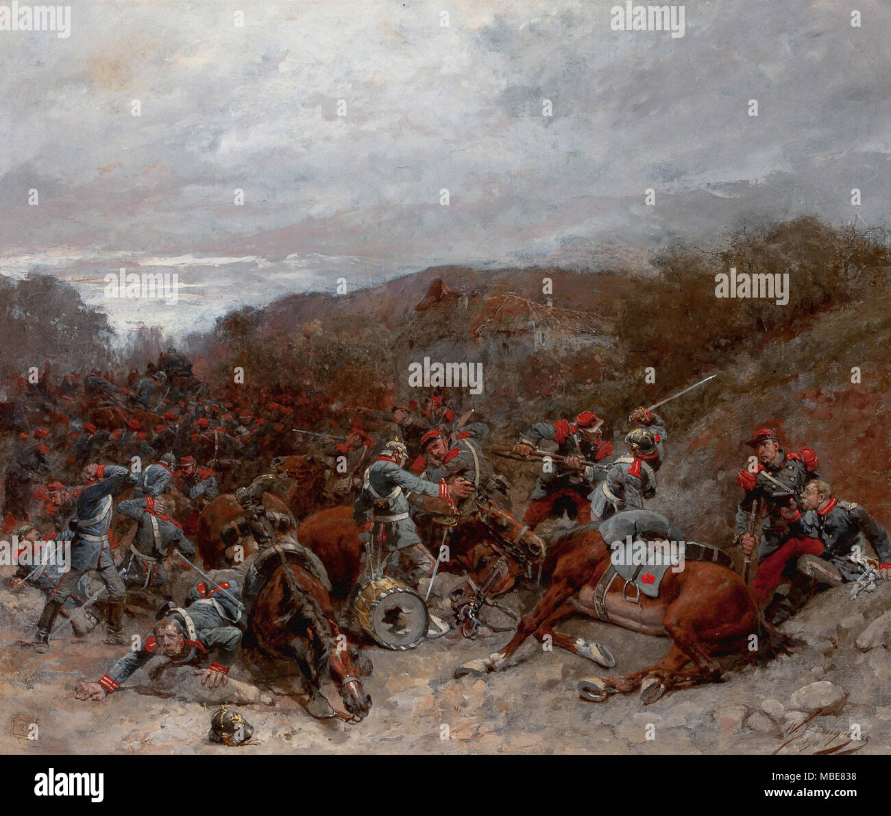 Beauquesne Wilfred Constant - Battle Scene from the Franco-Prussian War ...