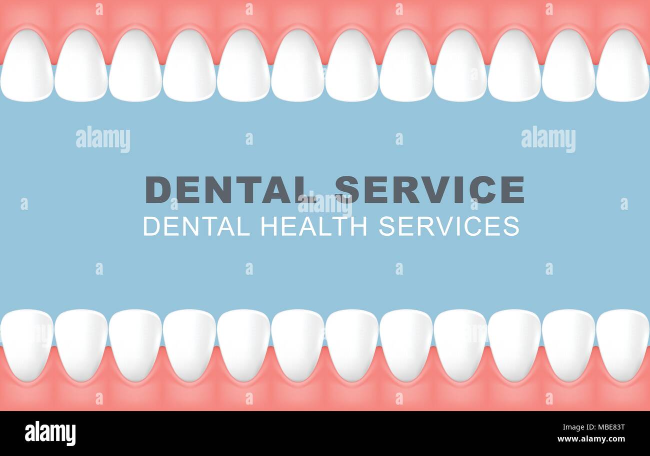 Dental poster with frame of row of teeth - foretooth line Stock Vector ...