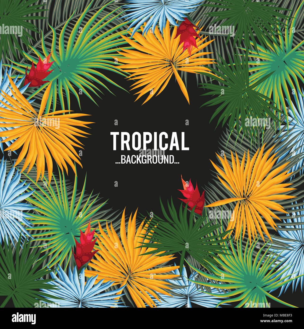 Tropical background of palm trees and flowers Stock Vector Image & Art ...