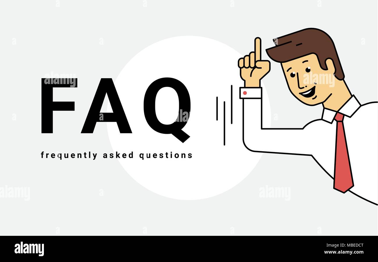 Frequently asked questions concept vector illustration of young smiling ...
