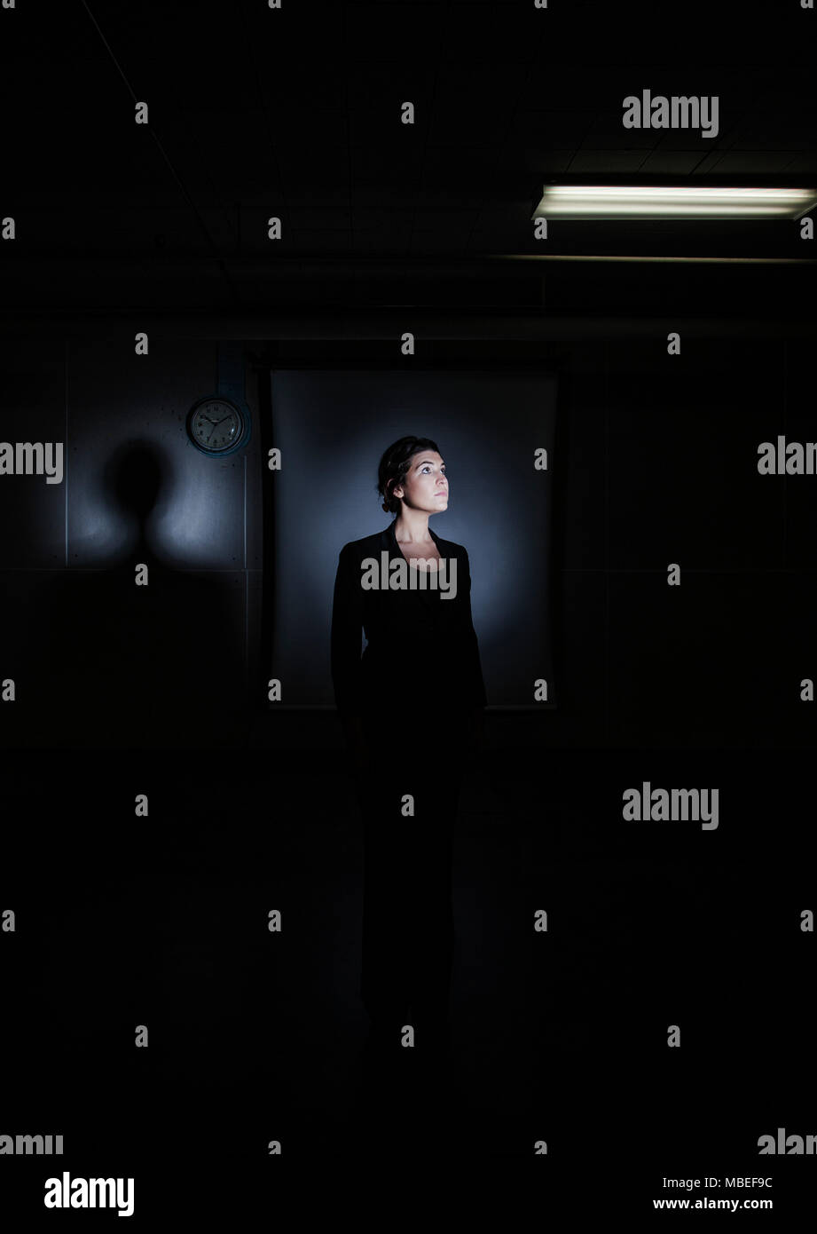 Studio portraits of caucasian woman holding props Stock Photo - Alamy