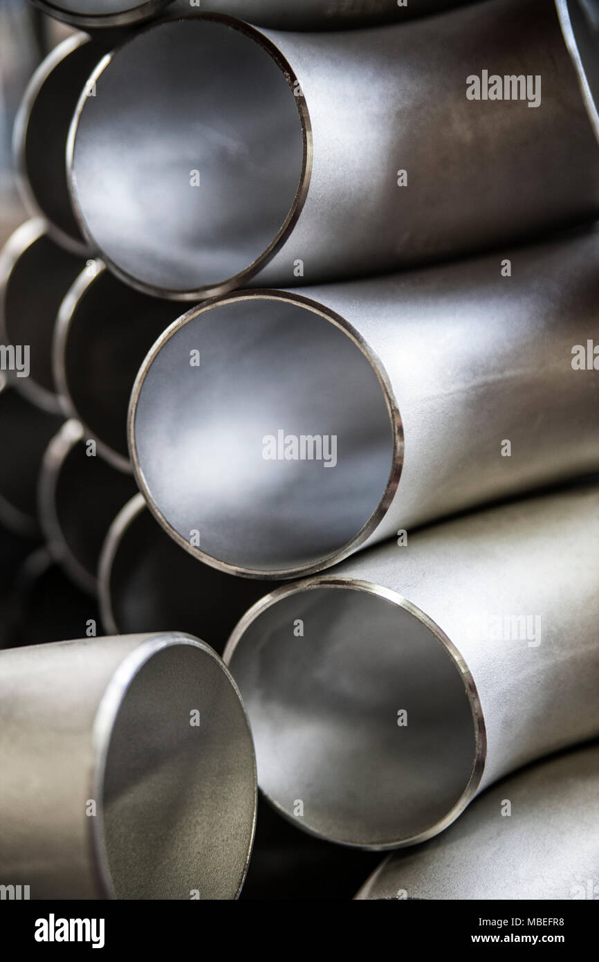 Sill life of aluminum pipes manufactured in a sheet metal factory Stock ...