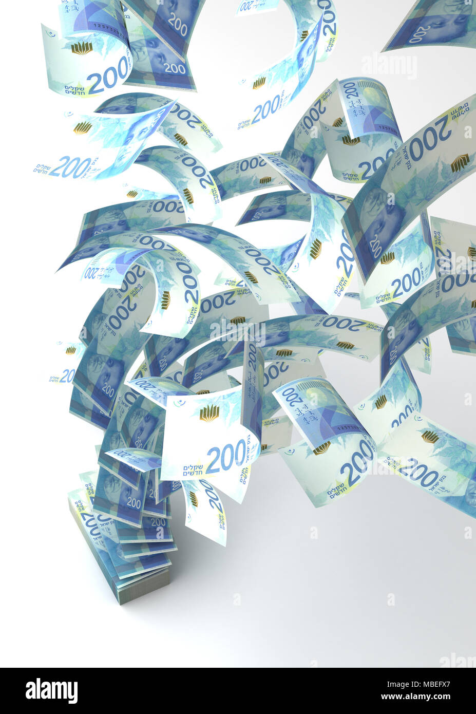 Flying Israeli New Shekels (isolated with clipping path Stock Photo - Alamy
