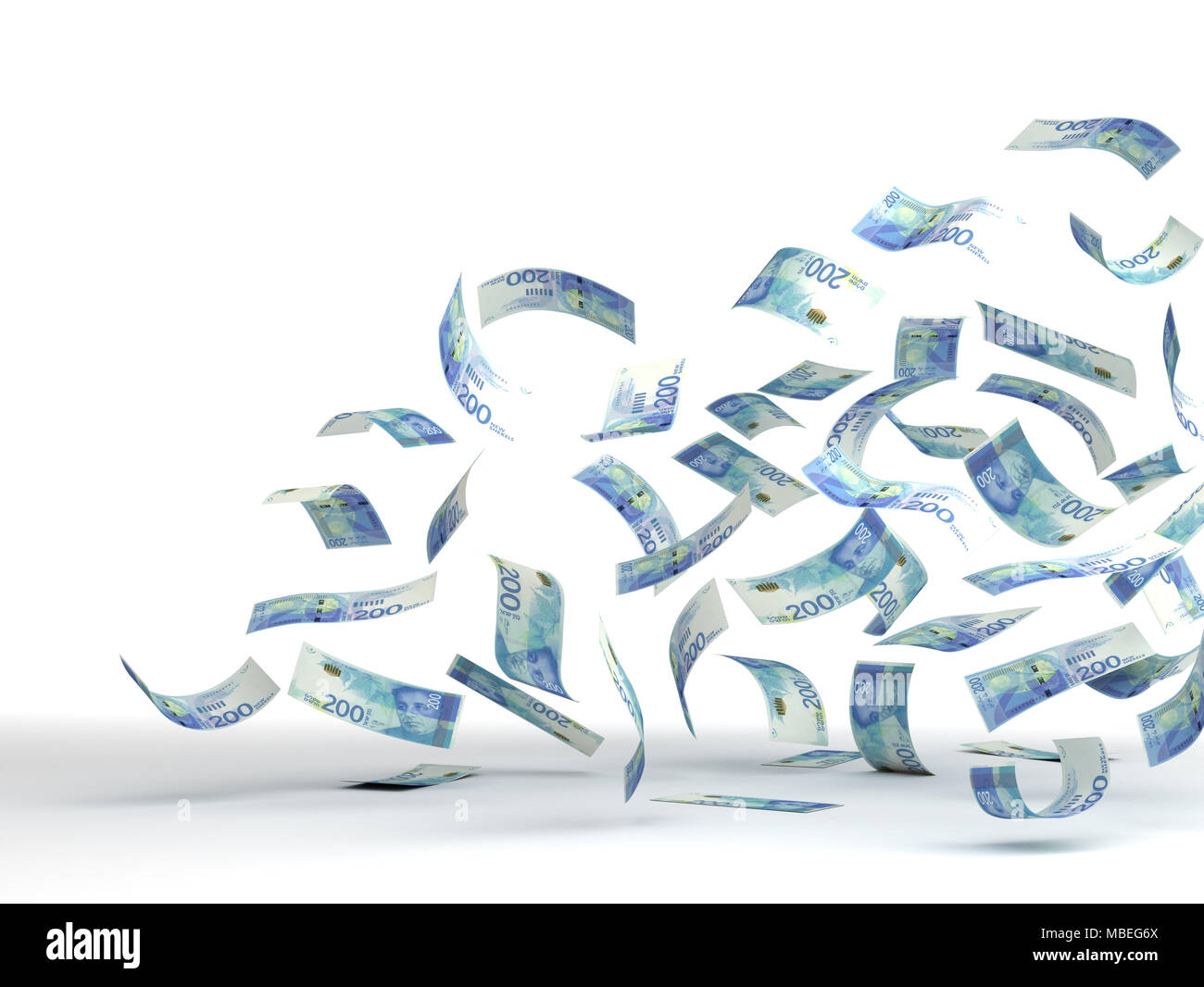 Flying Israeli New Shekels (isolated with clipping path Stock Photo - Alamy