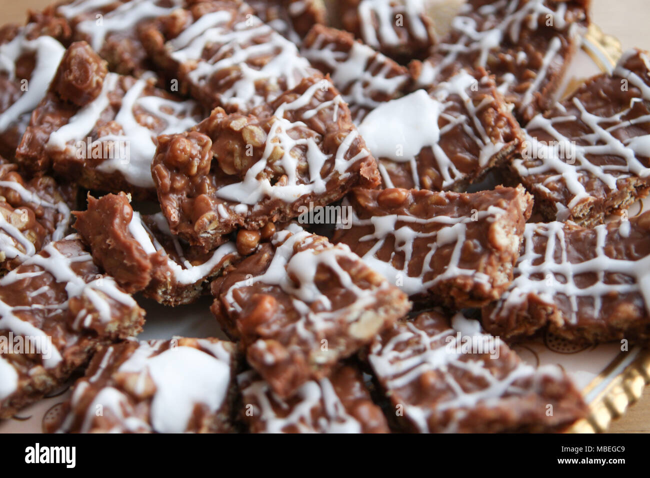 Mums gooey chocolate oat bars Stock Photo - Alamy