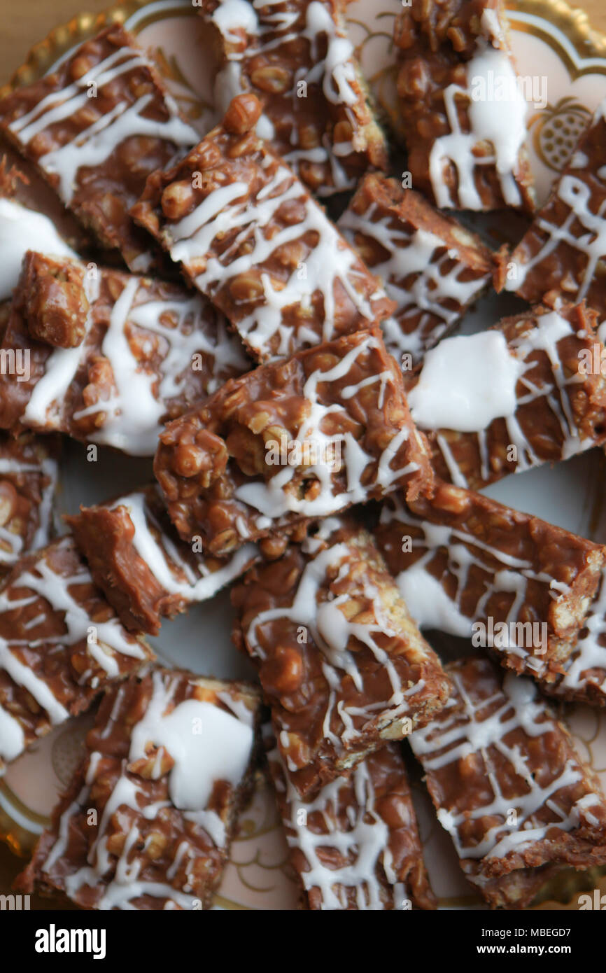 Mums gooey chocolate oat bars Stock Photo - Alamy