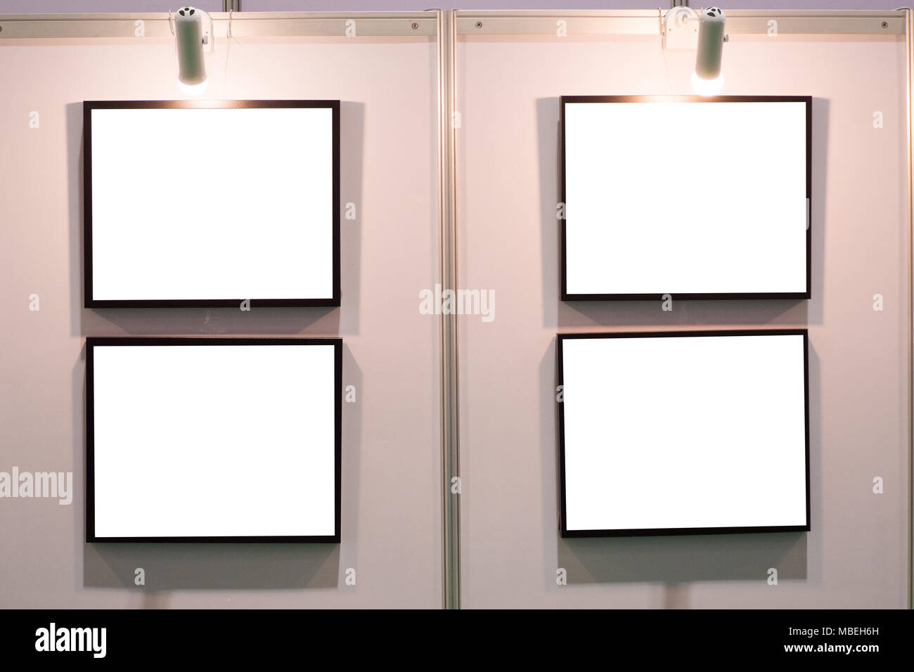 blank photo frame in exhibition for advertising mockup concept Stock ...