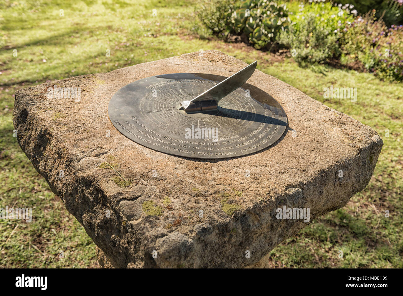 WESTMINSTER, SOUTH AFRICA - MARCH 12, 2018: A memorial sundial at the ...