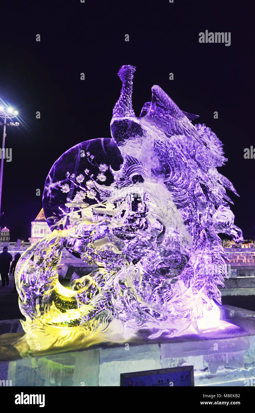 Beautiful ice sculpture in Harbin Ice & Snow World Festival Stock Photo ...