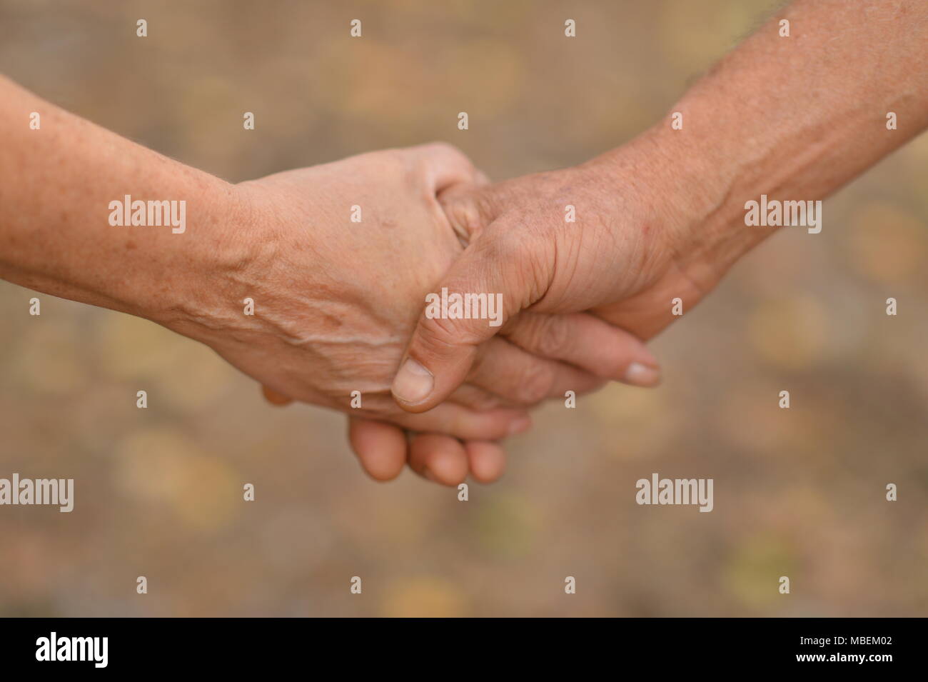 Elderly couple holding hands together Stock Photo - Alamy