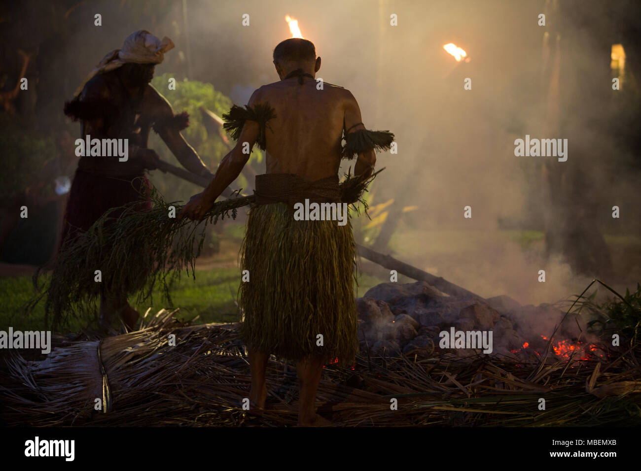 Fire walking display at a tourist resort hotel, in Nadi, Fiji, on 22 ...