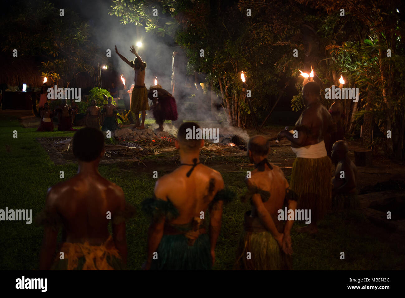 Fire walking display at a tourist resort hotel, in Nadi, Fiji, on 22 ...