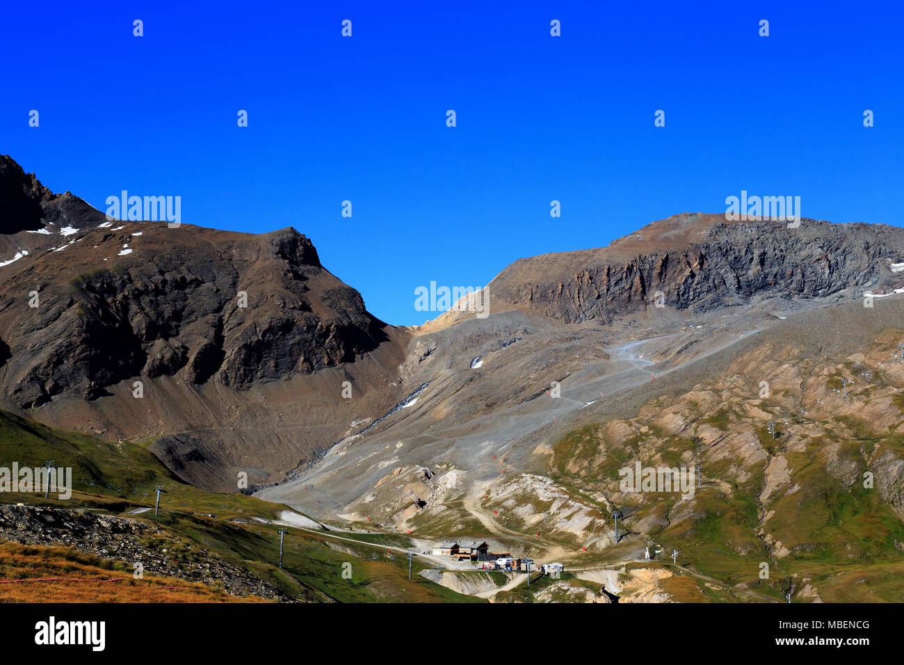 The Iseran Pass (Savoy, French Alps): mountainous landscape viewed from ...