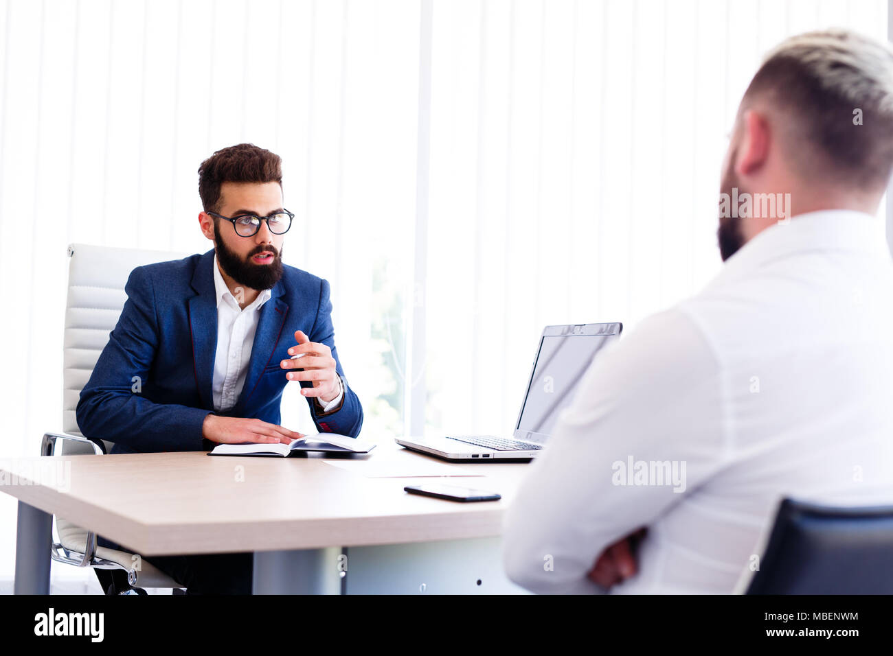 Young Man On The Interview For Job Stock Photo - Alamy