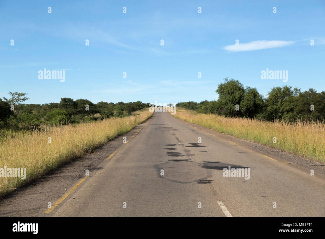 The road to Matobo National Park in Zimbabwe, The national park is in ...