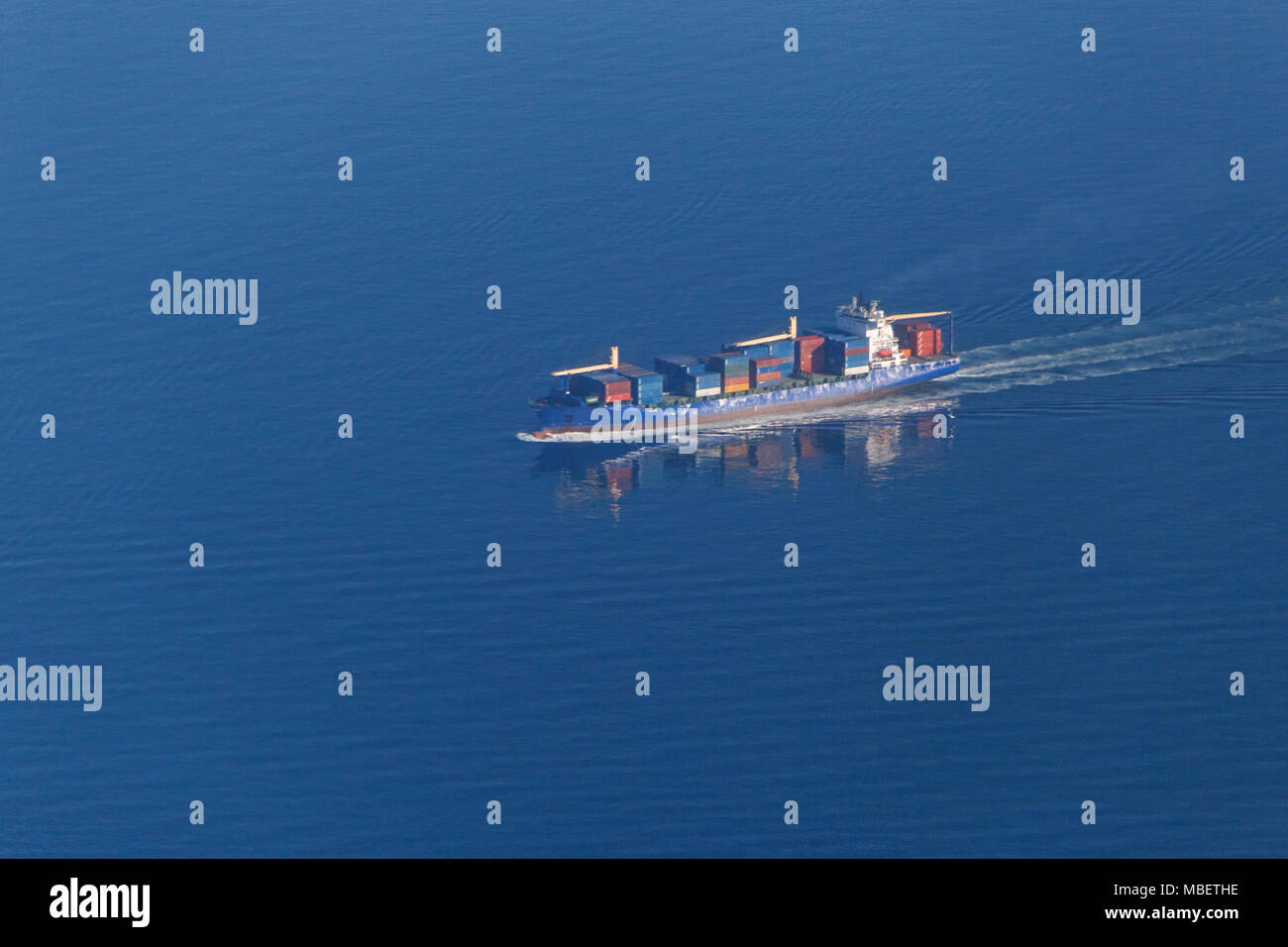 aerial view on container ship in sea Stock Photo - Alamy