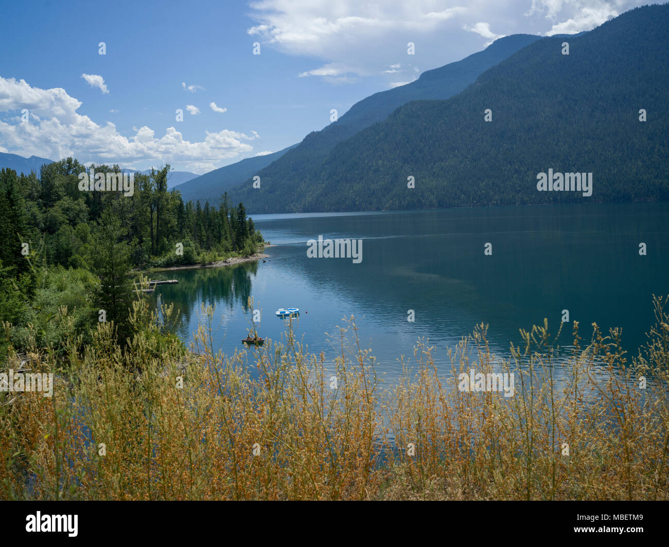 Scenic view of lake, Kootenay Lake, Silverton, British Columbia, Canada ...