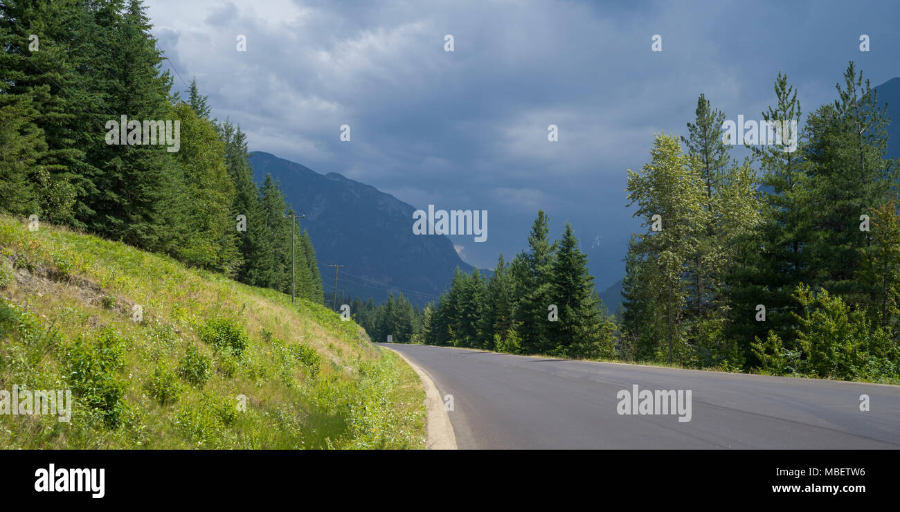 Scenic view of mountain road, Silverton, British Columbia, Canada Stock ...