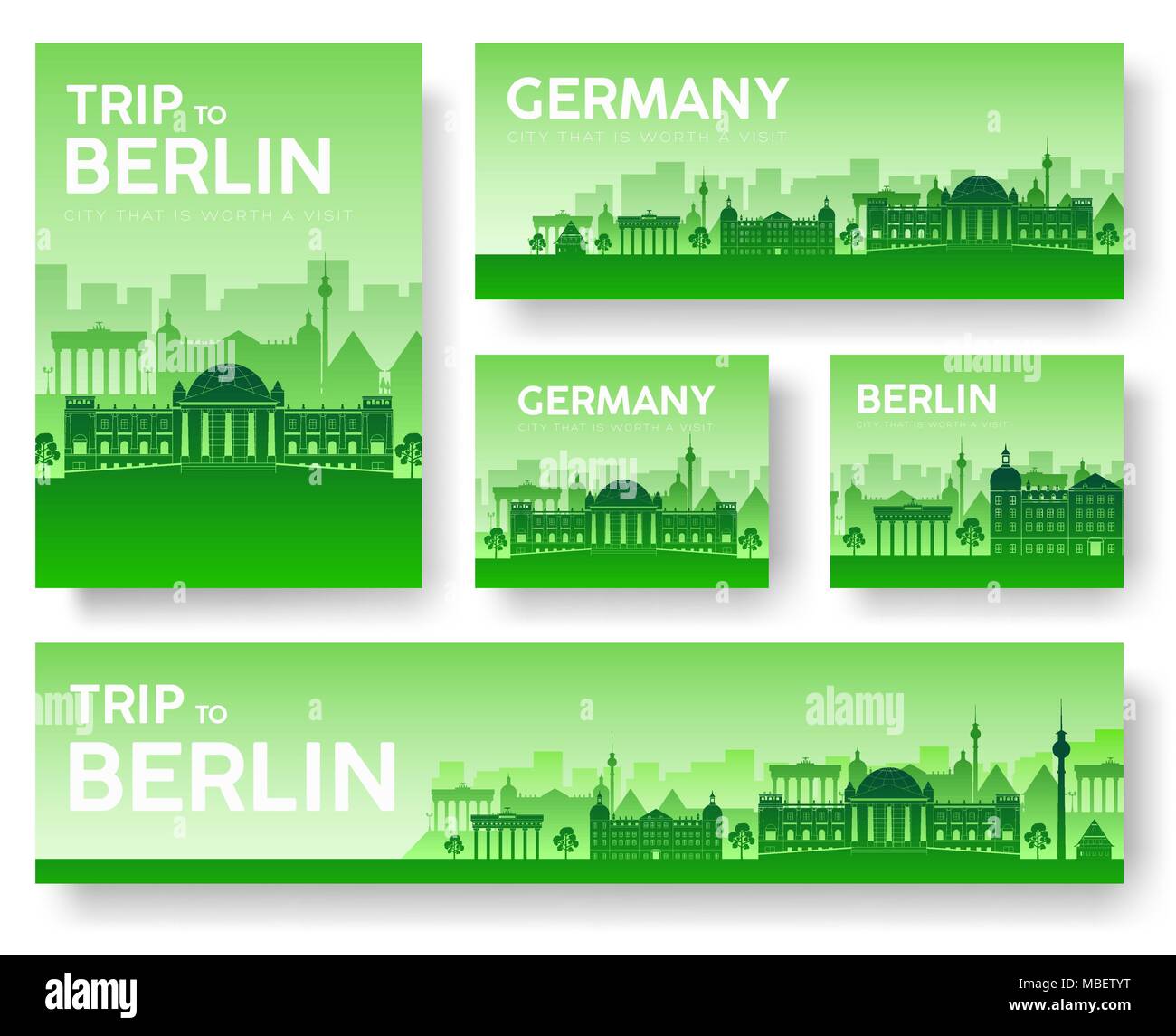 Set of Germany landscape country ornament travel tour concept. Culture ...