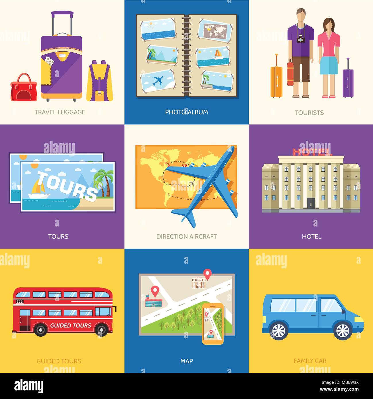 Travel guide infographic with vacation tour locations and items ...
