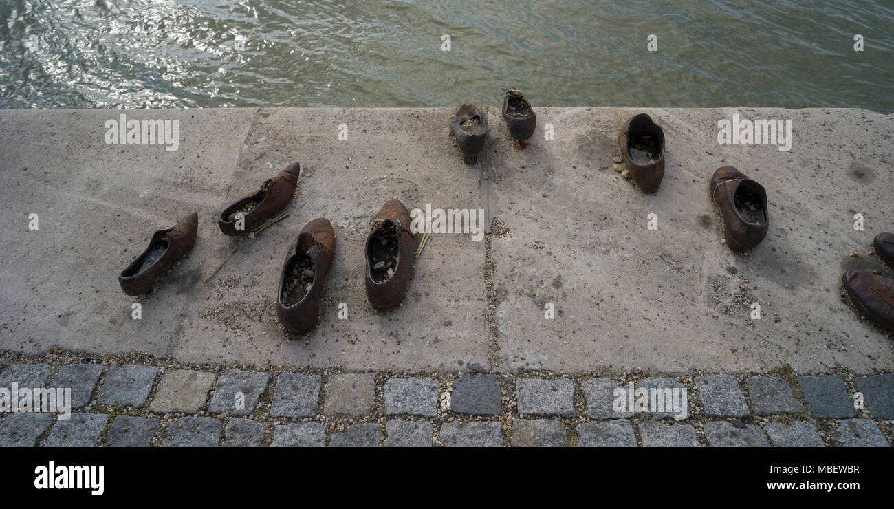 Sculpture of shoes by East bank of the Danube River by sculptor Gyula ...