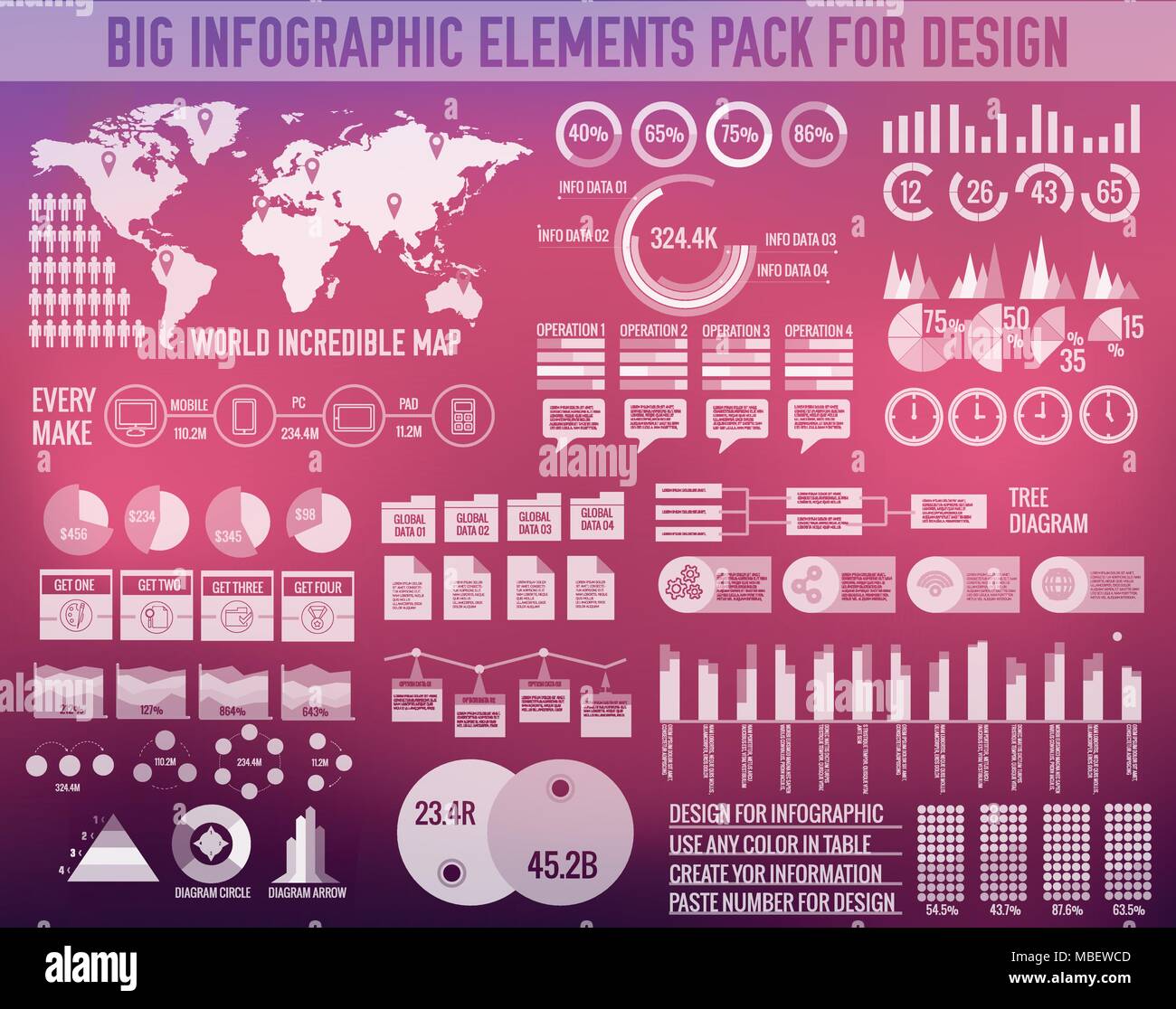 Business big infographic elements chart set on blurred background ...