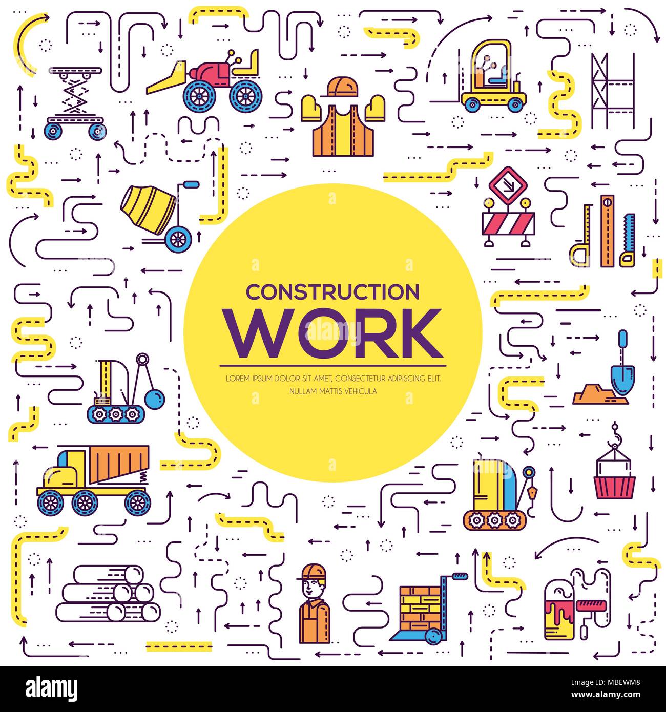 Excavator works on road Stock Vector Images - Alamy