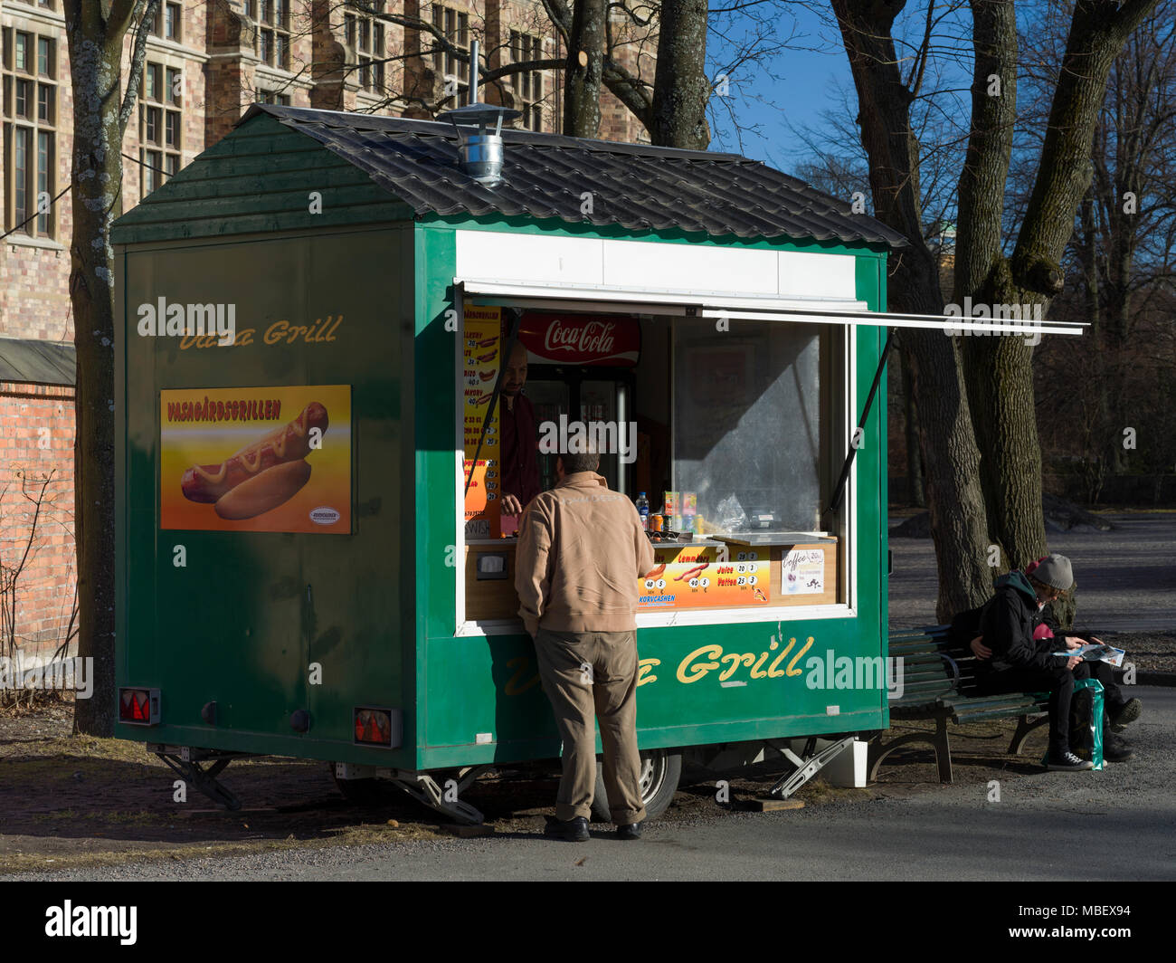 Retail standing building exterior market food and drink hi-res stock ...