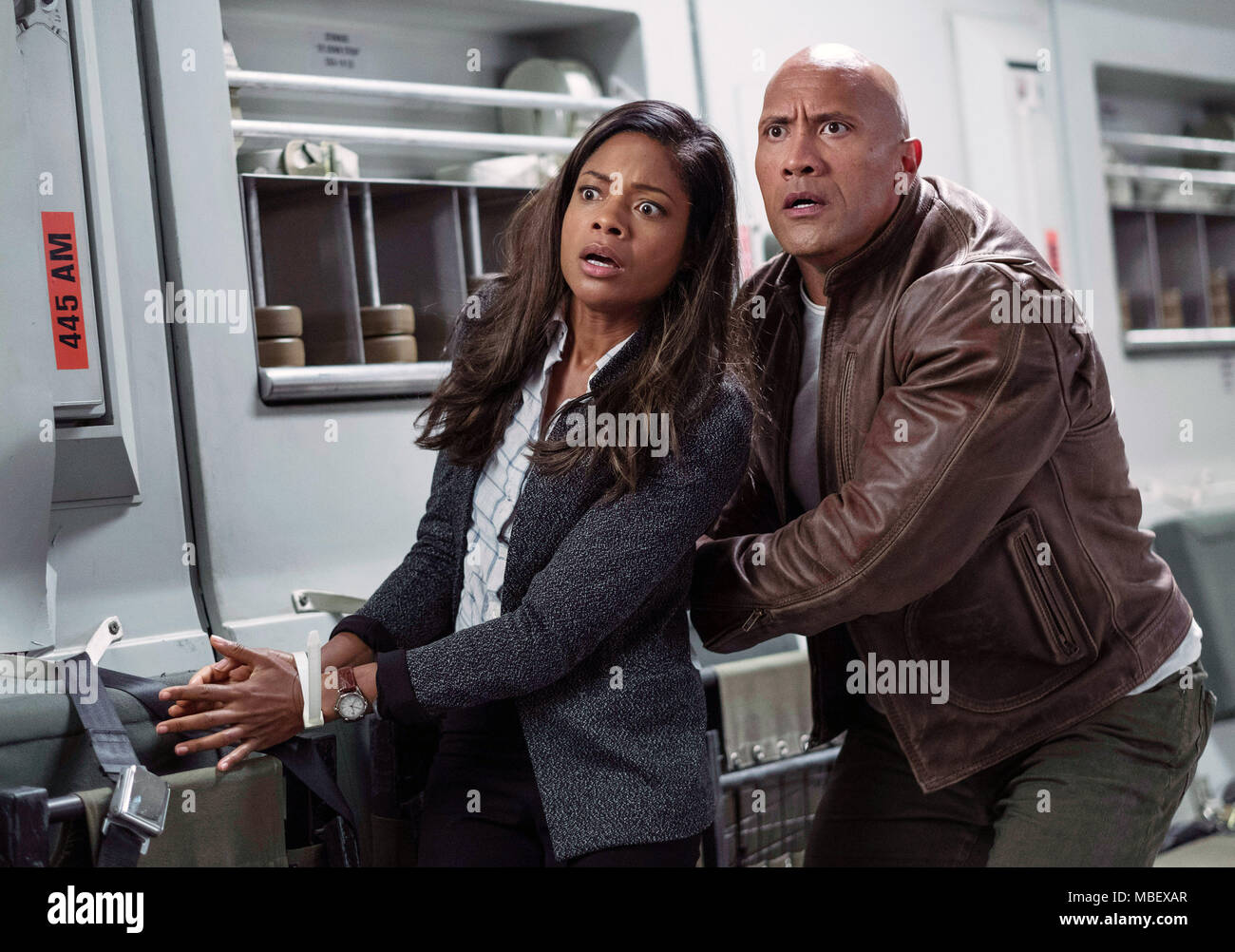RAMPAGE, from left: Naomie Harris, Dwayne Johnson, 2018. ph: Frank Masi ...