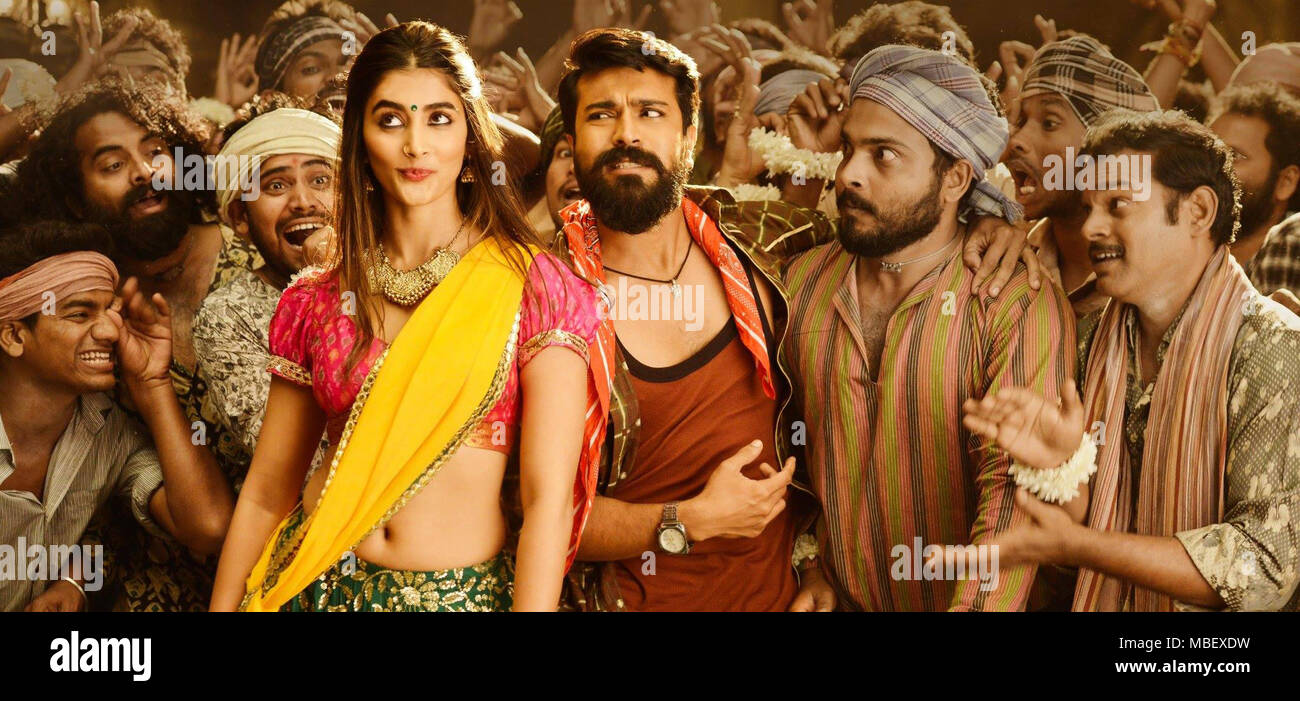 RANGASTHALAM, center l-r: Pooja Hegde, Ram Charan, 2018. © Konidela ...