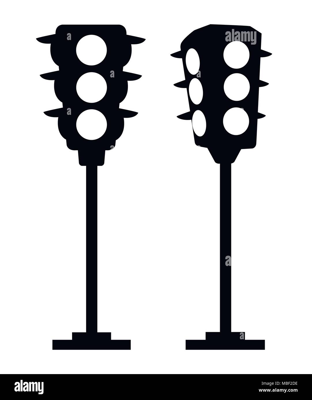 Black silhouette. Traffic light. Vertical traffic signals. Cartoon ...