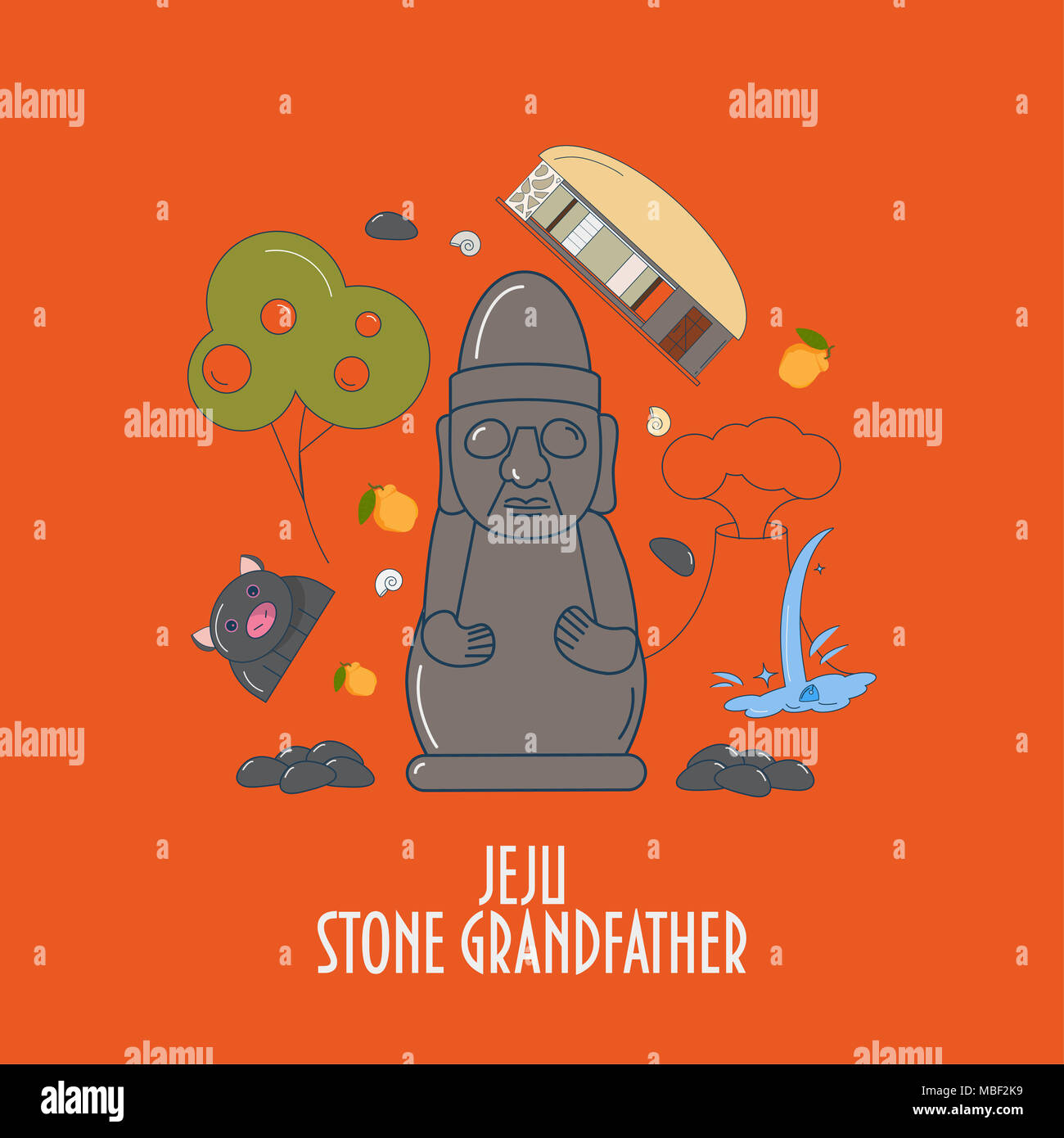 Illustration for Jeju-do island promotion: dol hareubang, also called ...