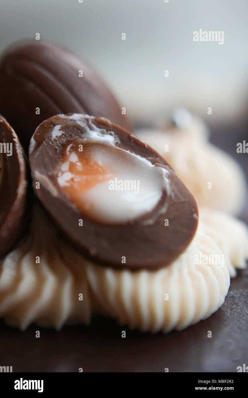 Mums homemade chocolate cake for Easter Stock Photo - Alamy