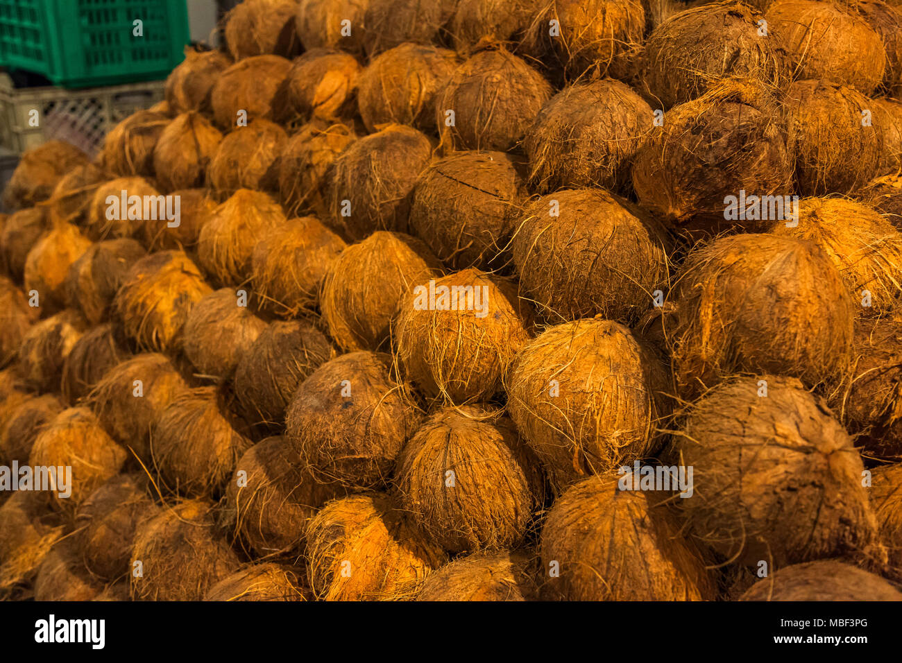Many coconuts piled on the market Stock Photo - Alamy