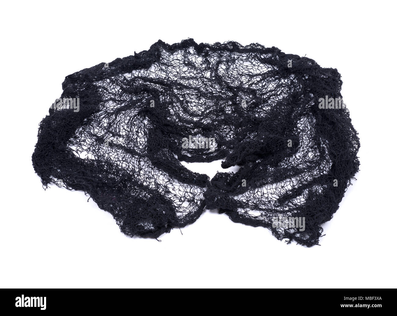 Creepy black cotton web cloth for halloween isolated on white ...