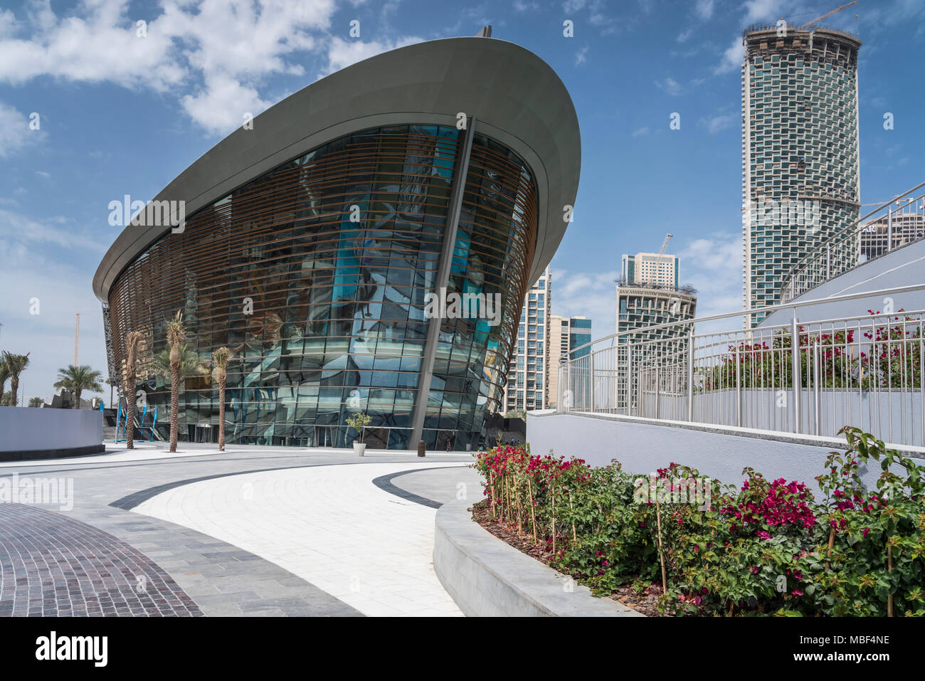 An exterior view of the Dubai Opera building in Burj Park in downtown ...